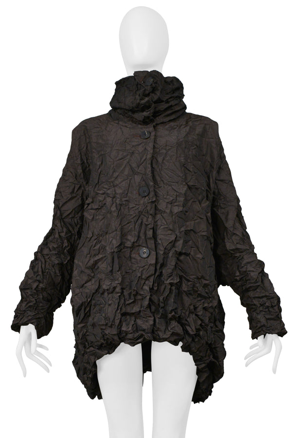 POINT-VUE SHU MORIYAMA BROWN CRINKLE OVERSIZED COAT 1998