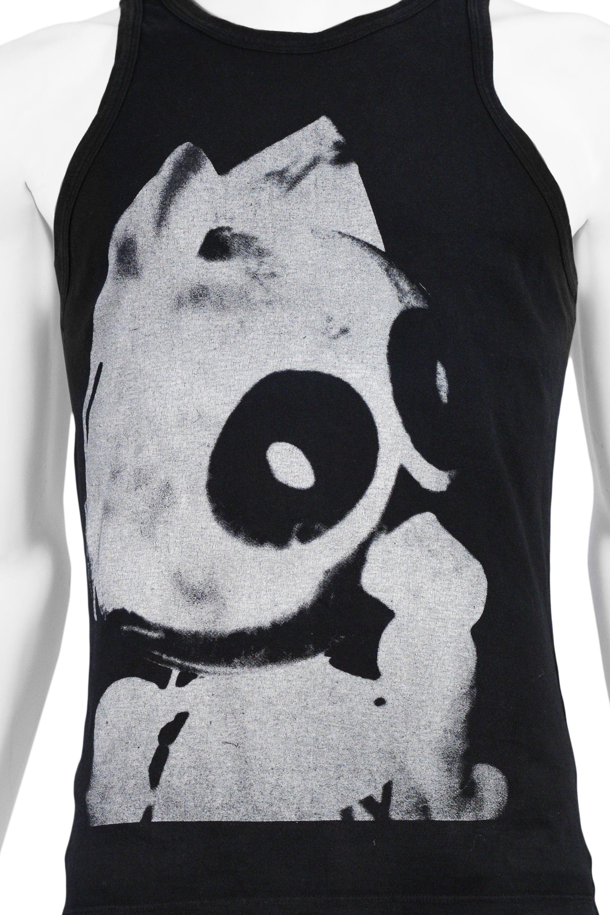 HELMUT LANG BLACK WHITE PRINTED FELIX TANK TOP 2003