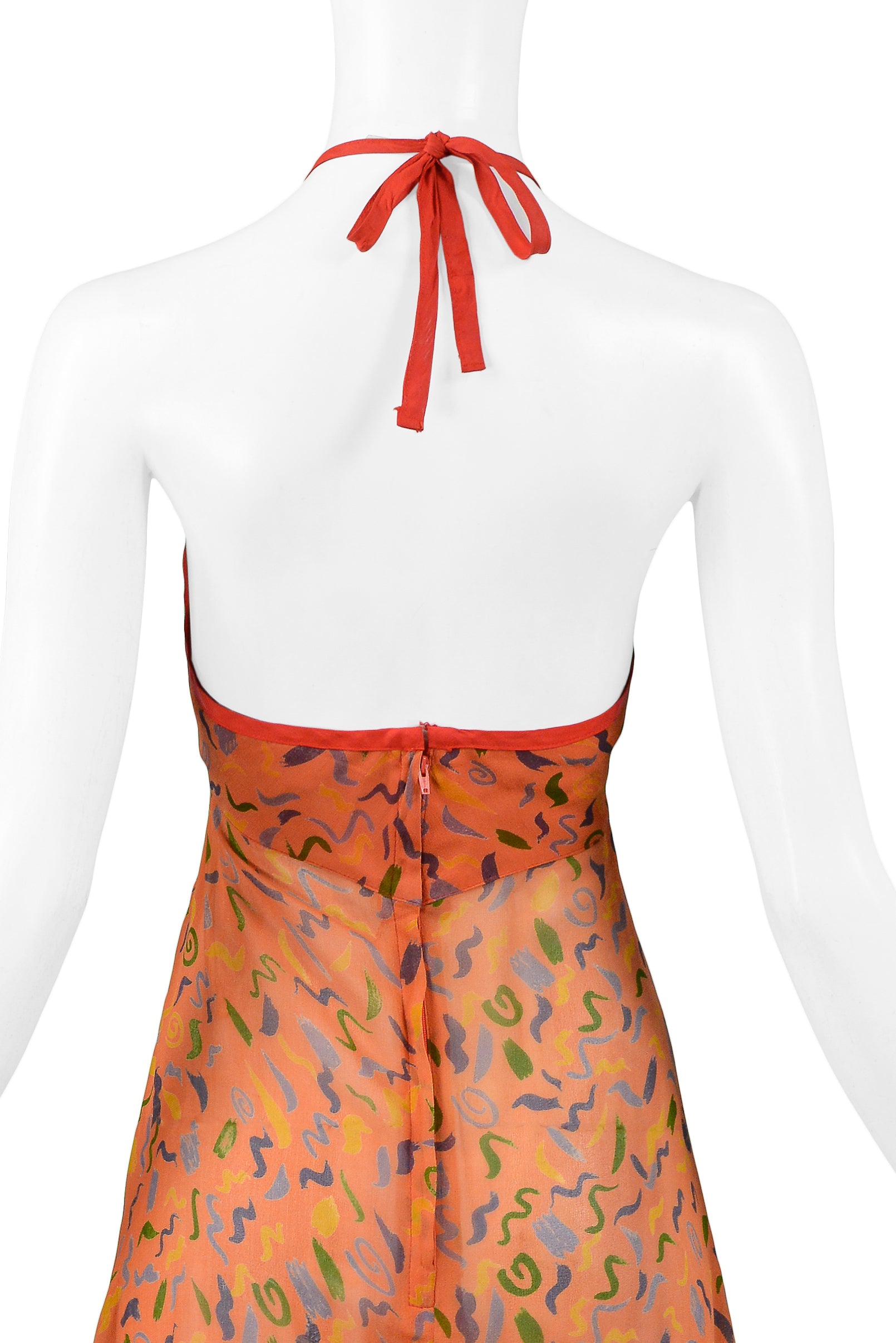 OSSIE CLARK ORANGE SQUIGGLE DRESS